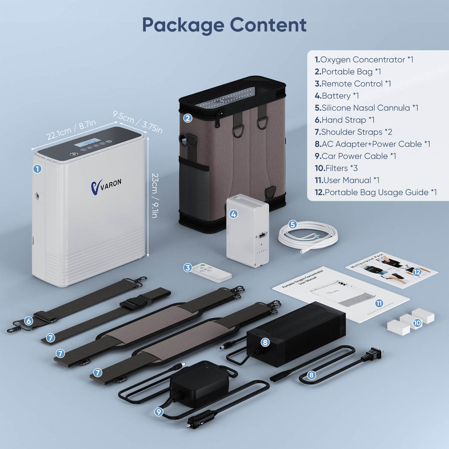 Portable Oxygen Varon 1-6L/min Continuous Flow NT-06 with 2 hours of b – TTLIFE OXYGEN CONCENTRATOR